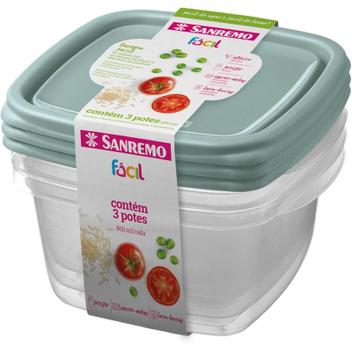 Pote plastico conj. 3 potes facil 800ml (s) sanremo - Pote - Magazine Luiza