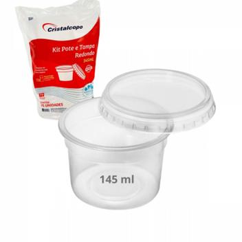 Pote PP 145 ml Redondo com tampa com 25 unidades marca Cristalcopo ...