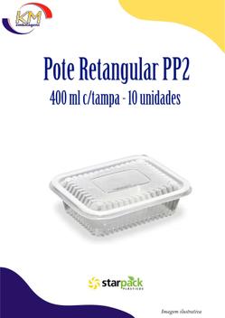 Pote retangular PP2 c/tampa 400 ml c/10 unid. - Starpack - embalagem ...