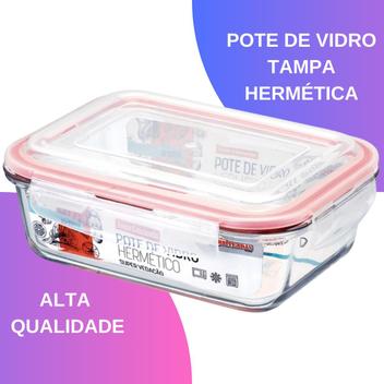 Pote Vidro Grande Para Marmita Alimeto Comida Com Tampa Silicone Hermética 1040ml 1 Litro ...