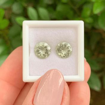 Prasiolita Brilhante ø8mm Par 3,54ct - SP GEMAS - Pedras Preciosas ...
