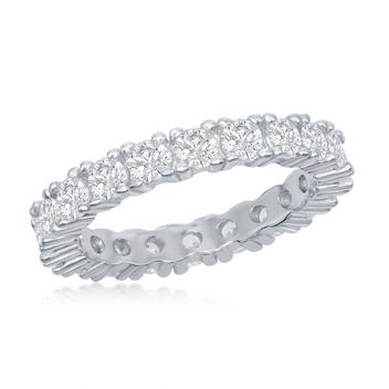 Prata esterlina 3mm CZ Eternity Band Ring, Tamanho 9 - Classic - Anel ...