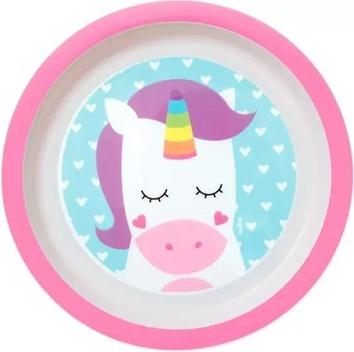 Pratinho Bebê Criança Divertido Infantil Plastico Alimentação Unicornio ...