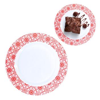Prato Raso em Melamina 20cm Vermelho Decorado - Sk - Prato Raso ...