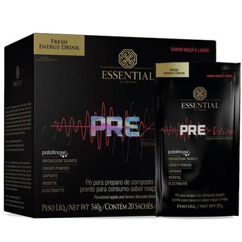 Pre-Action Energy Drink 27G (540G) 20Un Essential Maçã - Essential ...