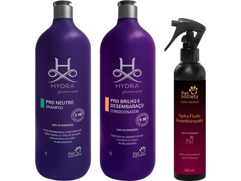 Pró Neutro 1L + Condicionador 1L + Desembaraçador 240ml - PET SOCIETY ...