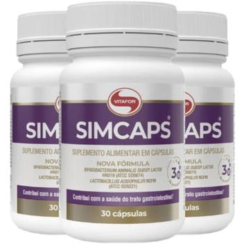 Probiótico Simcaps 3 X 30 Cápsulas Vitafor - Lactobacilos - Magazine Luiza