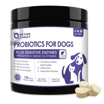 Probióticos para Cães Nature Target - 6 Bilhões de CFUs com Prebióticos ...