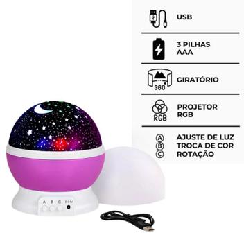 Projetor Estrela 360º com Luz Noturna - Atmosfera Relaxante e Criativa ...