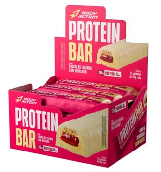 Protein Bar Barra de Proteína 12 Und de 55g - Bodyaction - Morango ...