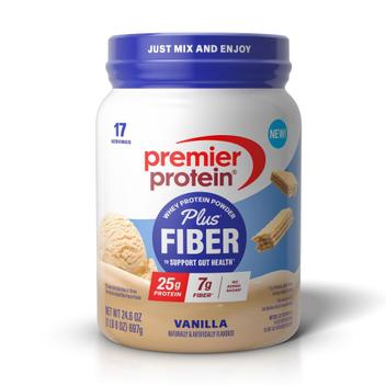 Proteína em pó Premier Protein Plus Fiber 25g de baunilha 17 porções ...