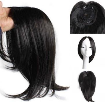 Prótese Capilar Clousure Humano Liso 35cm Topo Cabeça p/ Falhas e ...