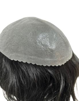 Prótese Capilar Masculina Humano Castanho 1b em Silicone c/ Nó Duplo ...