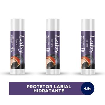 PROTETOR LABIAL HIDRATANTE FPS15 AÇAI COM GUARANA 4,5g LABY - KIT C/3 ...