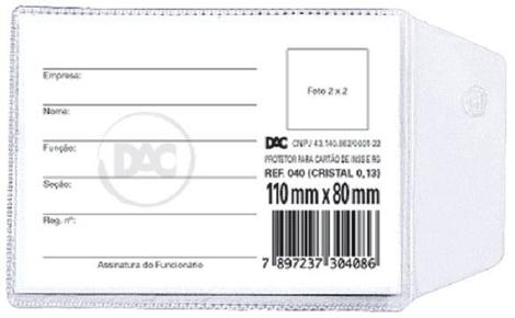 Protetor Plastico Habilitacao 80 X 110 Mm Dac 100 Unidades ...