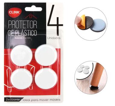 Protetor Risco Chão Plástico Móveis Portas Deslizante 12Uni - Clink ...