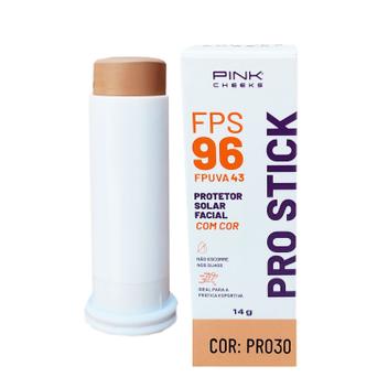 Protetor Solar Facial Bastão com Cor Pro Stick FPS 96 Pink Cheeks 14 gr ...
