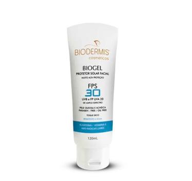 Protetor Solar Facial Biogel 30 Pele Oleosa Toque Seco 120G - Biodermis ...