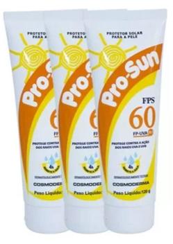 Protetor Solar Pro-sun Fps 60 120g - Cosmoderma (3 Unidades) - Protetor ...