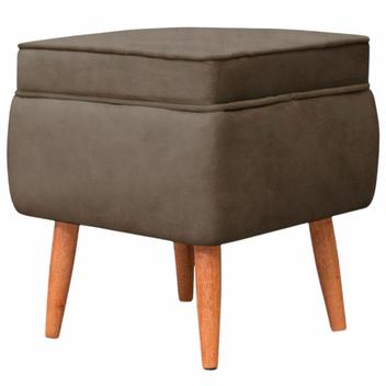 Puff Banqueta Conflex Celine quadrado em tecido veludo chocolate pés de ...