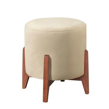 Puff Banqueta Thor Luxo Bege Claro pés em madeira - Mobili - Puff Banqueta - Magazine Luiza
