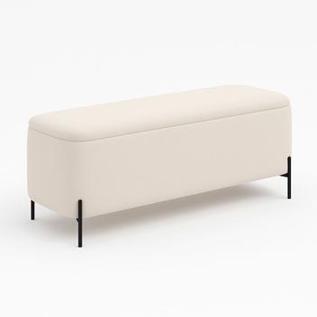 Puff Baú Bella 90cm Pés Alumínio Bouclé Off White - sallar home - Puffs ...