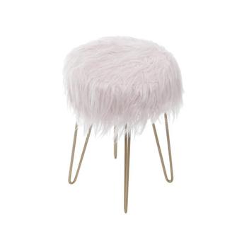 Puff Boxbit Petit Pelo Longo Rosa Base Metal - Puffs - Magazine Luiza