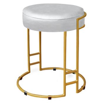 Puff Dara material sintético Branco Base Industrial Dourado - DROSSI ...