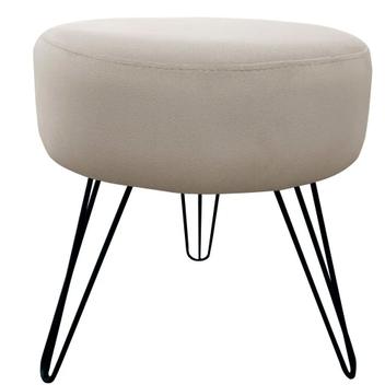 Puff Decorativos Sala Quarto Tunísia Veludo Bege Base Preta - Shop das ...