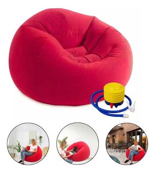 Puff Inflável Sala Quarto Decoração Vermelho Com Bomba Ar - BBG - Puffs ...