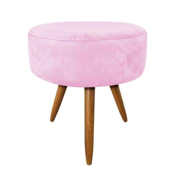 Puff Larissa Suede Rosa Bebê Pés Palito De Madeira - SLK DECOR - Puffs ...