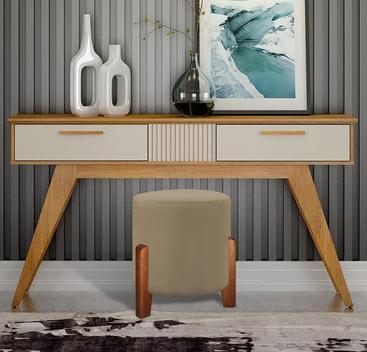 Puff Moderno Luxo Pés Em Madeira Luna Decorativo Banco Closet Sala Hall ...