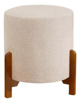 Puff Puf Decorativo Thor em Linho Sala Recepção Pés de Madeira - DECOR ...
