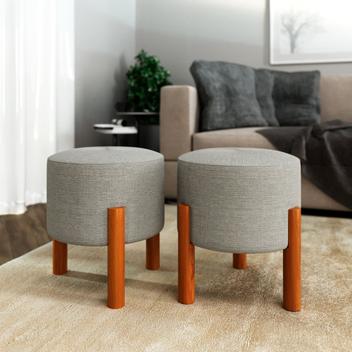 Puff Redondo Decoração Sala Quarto Pés Em Madeira - Prime Móveis ...