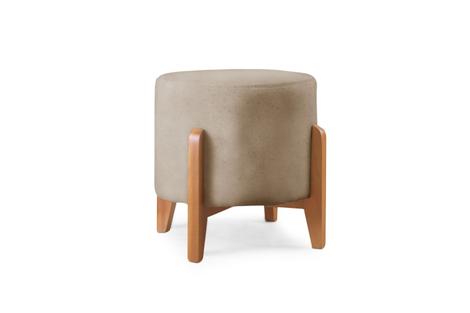 Puff Redondo Para Sala Pé De Madeira - Zurc Decor - Puffs - Magazine Meufacilite