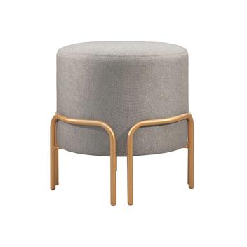 Puff Redondo Torvi em Linho e Base Metal Dourado - Móveis Minas - Puffs ...
