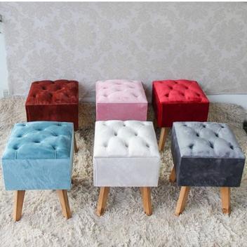 Puff Retrô Capitone quadrado vermelho 0,48 cm de altura - 2M - Puffs ...