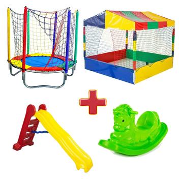 Pula Pula Trampolim Cama Elástica 1,40m + Piscina de Bolinhas Quadrada ...