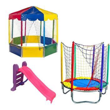 Pula Pula Trampolim Pequeno Cama Elástica 1,40m + Piscina de Bolinhas ...