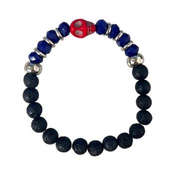 Pulseira Exu Crânio Tranca Ruas Pedra Vulcânica E Cristal - Meta ...