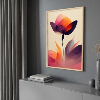 Quadro com Moldura Flor Abstrato Vermelha Decorativo Grande Sala Quarto ...