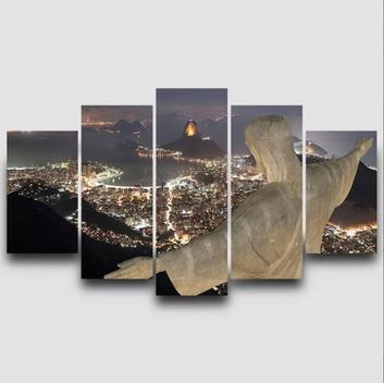 quadro decorativo 5 telas Rio De Janeiro Cristo Redentor" - iron tech ...
