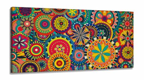 Quadro Decorativo Mandalas Coloridas em Tecido Canvas 130x60 - Wall ...
