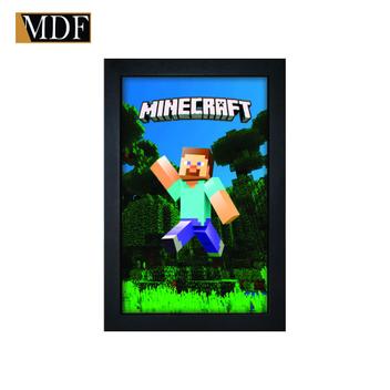 Quadro Decorativo Moldura Pintada Gel Minecraft 30x20 Mdf Adesivado ...
