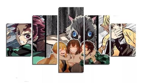 Quadro Decorativo Painel Kimetsu No Yaiba Tanjiro Zenitsu Inosuke ...