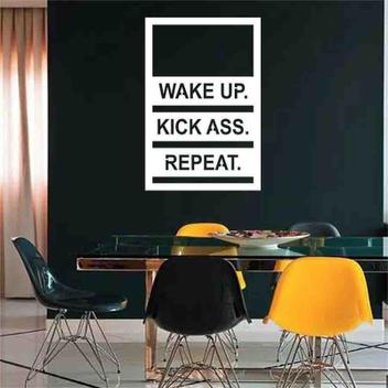 Quadro Decorativo Wake Up, Kick Ass, Repeat 3Mm Vado - Mdf - Decoarts - Quadro Decorativo ...