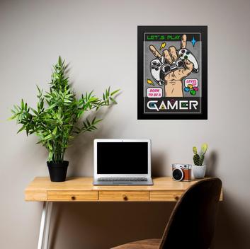 Quadro Gamer - Born To Be A Gamer 33x24cm - com vidro - Quadros On-line ...