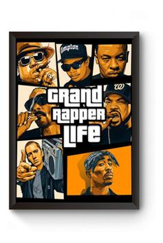 Quadro Rap Grand Rapper Life Poster Moldurado - Fanarte - Quadro ...