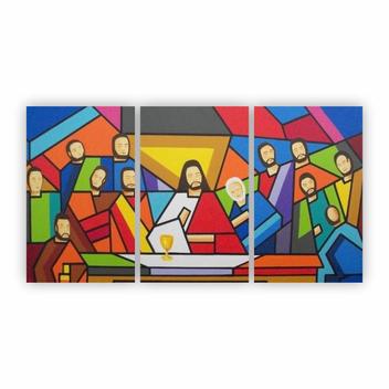 Quadro Religião Santa Ceia Moderna Colorida Canvas 125X65Cm - Plimshop ...