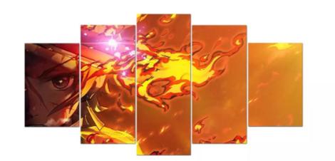 Quadros Decorativos Demon Slayer (kimetsu No Yaiba) Tanjiro Fogo ...